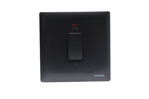 Windsor Innova Black 1-Gang Double Pole Switch with Neon Indicator 2A ...