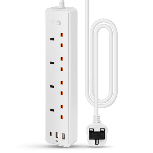 4-Way Extension Socket with USB & Surge Protector – Model H | Multi-Pl ...