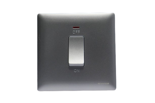 Windsor Innova Grey 1 Gang Double Pole Switch with Neon Indicator 2A ...