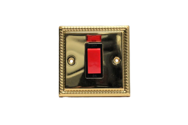Windsor Noble Gold 45A 1 Gang Double Pole Switch with Neon Indicator ...