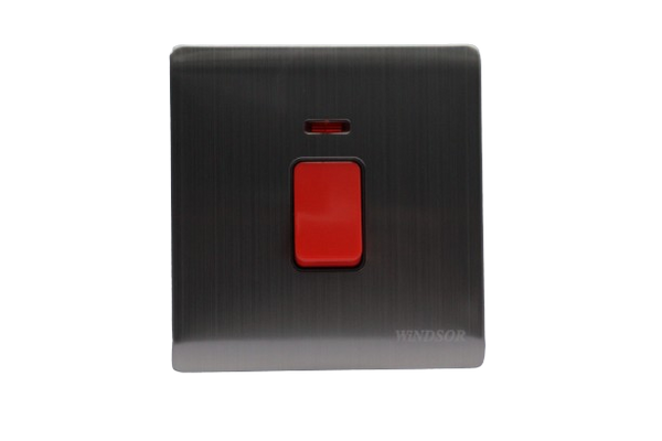 Windsor Metal Silk Silver 2A 1 Gang Double Pole Switch with Neon ...