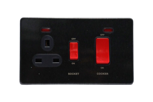 Windsor VIP Black 45A Cooker Control Unit Socket with Neon Indicator ...