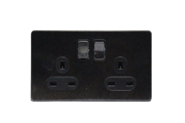 Windsor VIP Black 13A 2 Gang Switched Socket, Single Pole - VC46GB ...